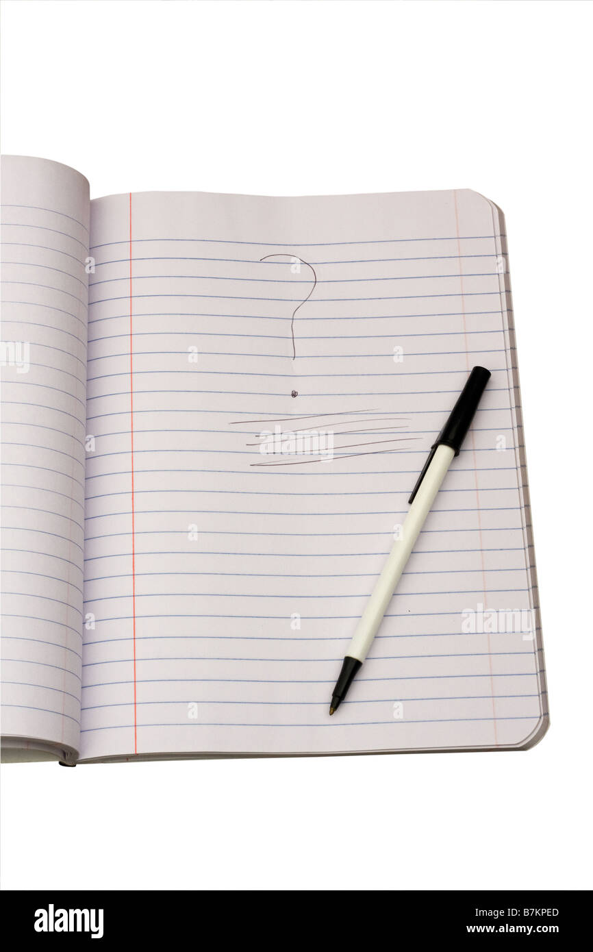 question mark written in note book with black and white pen Stock Photo ...