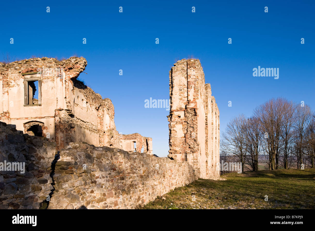 Castle ruins Bodzentyn Swietokrzyskie Mountains Poland Stock Photo - Alamy