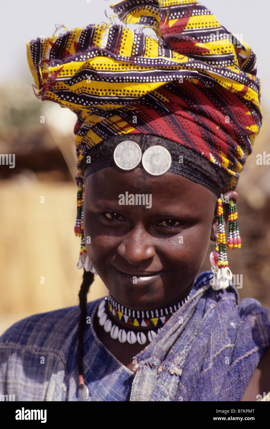 Delaquara, Niger. Fulani Woman with Earrings, Cowrie Shell Necklaces ...