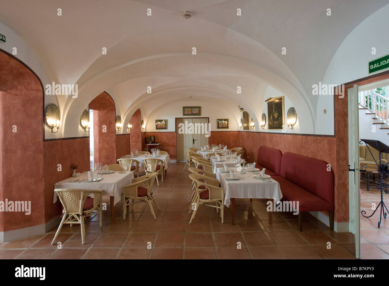 Hotel restaurant vaulted ceiling in Arcos de la Frontera in Southern ...