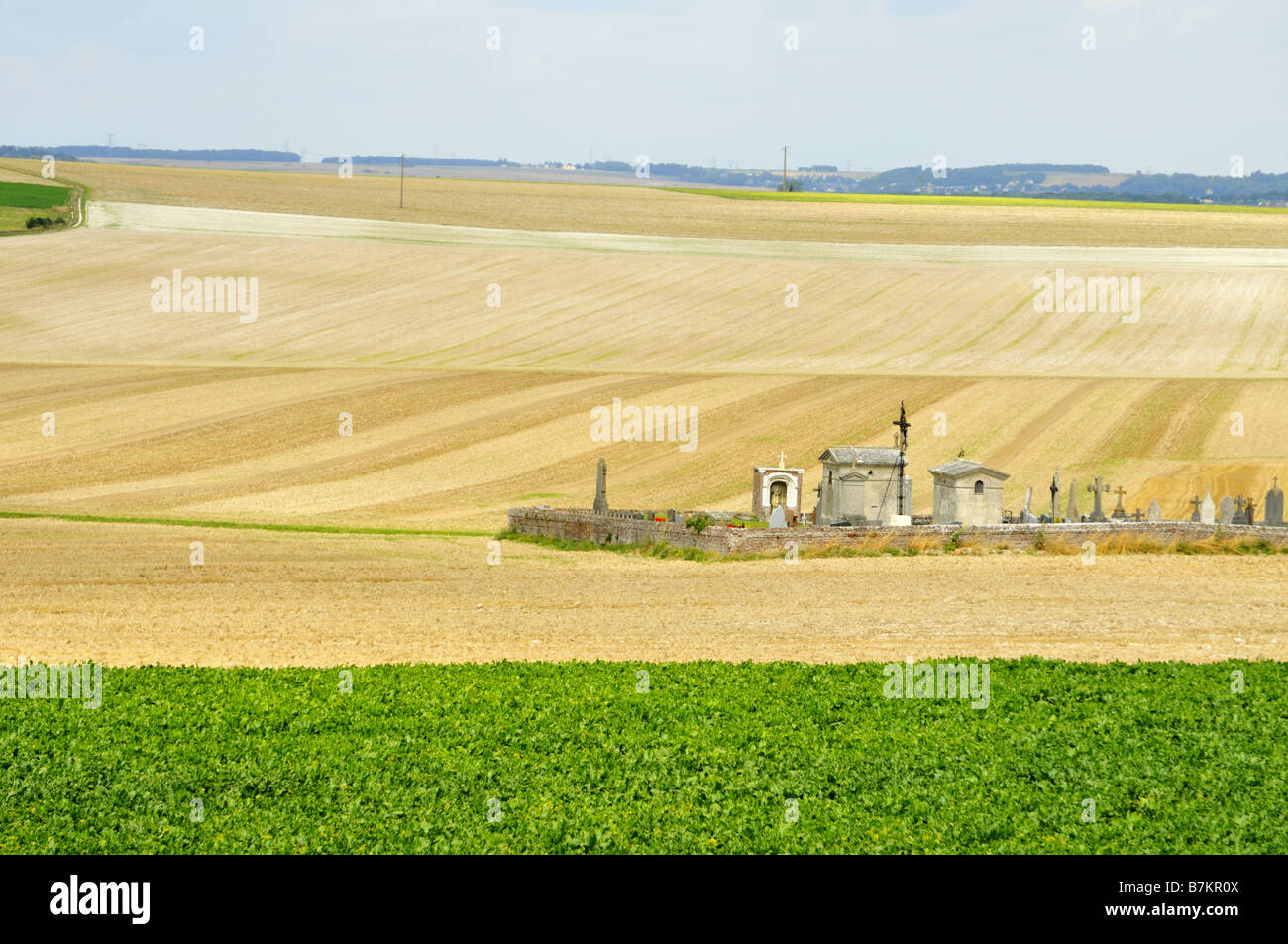 A walled cemetery in the Picardie countryside in August France Stock ...