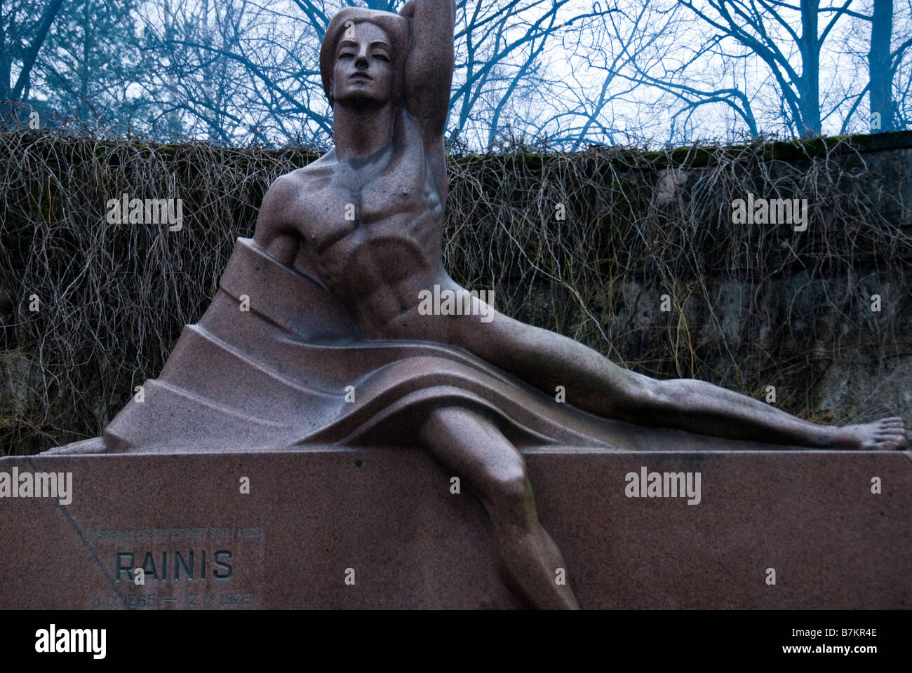 Statue of Latvian poet Rainis in the Rainis Cemetery, Riga Stock Photo ...