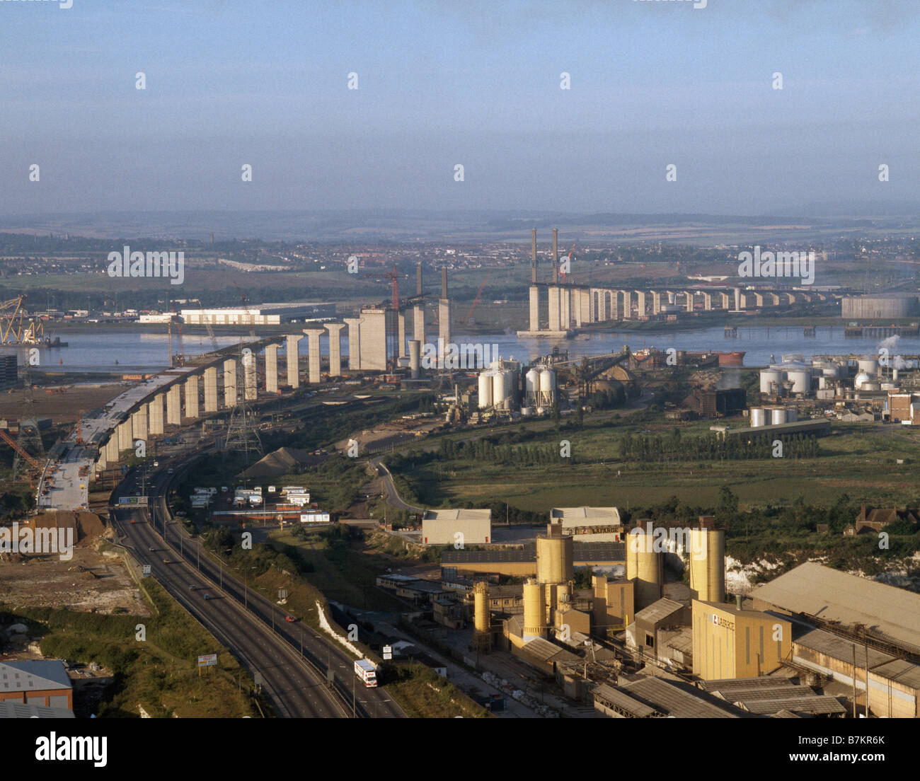 Dartford Bridge under construction aereial view Stock Photo - Alamy