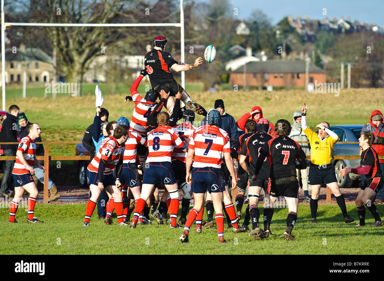 Scottish Rugby - Biggar v Peebles - line out action Stock Photo - Alamy