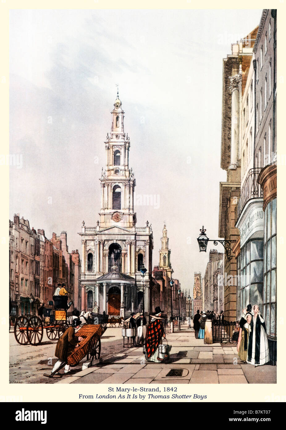 St Mary le Strand 1842 watercolour by Thomas Shotter Boys of the church ...