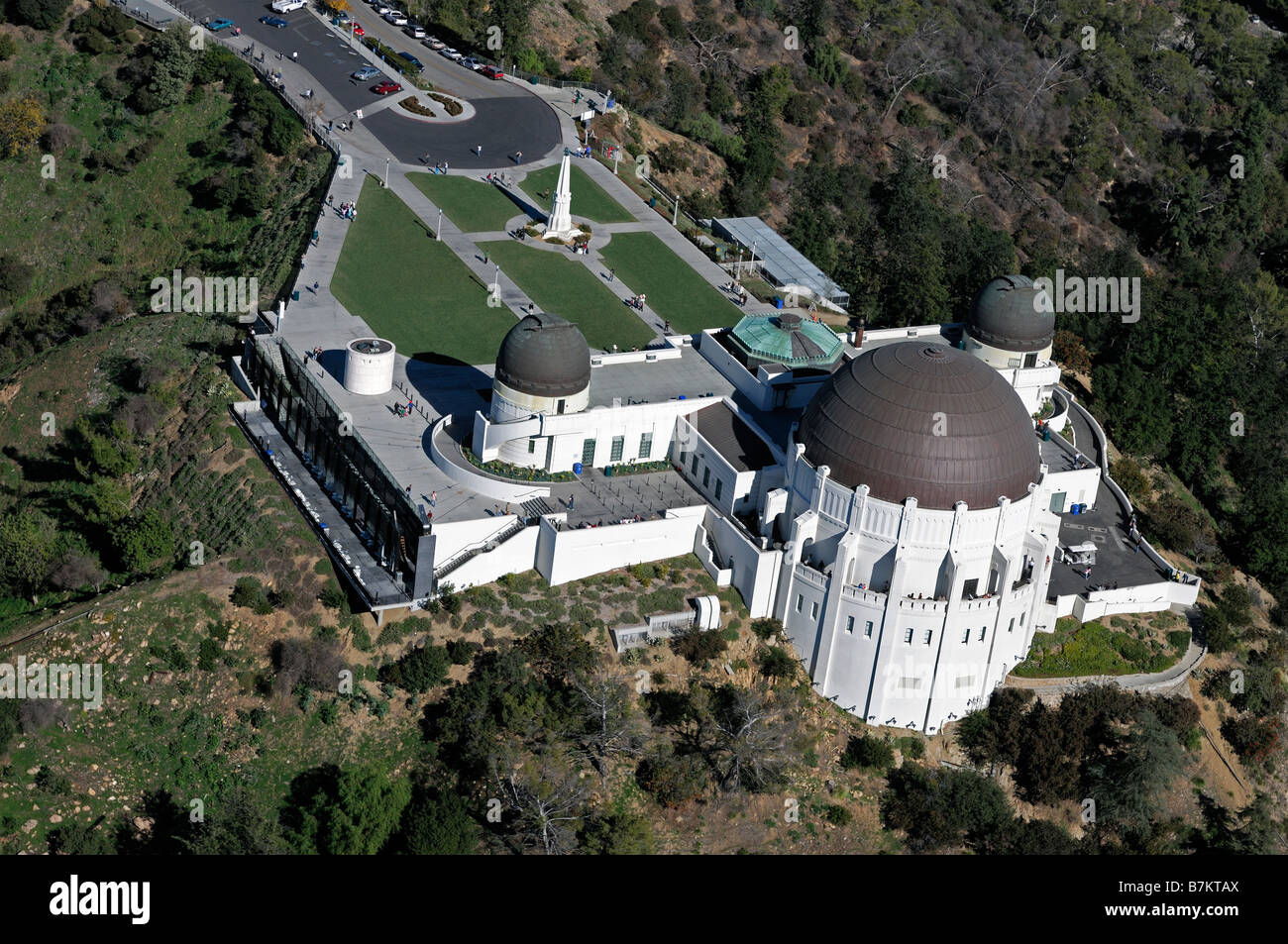 Aerial overhead view image Griffith Park Observatory Hollywood Los ...