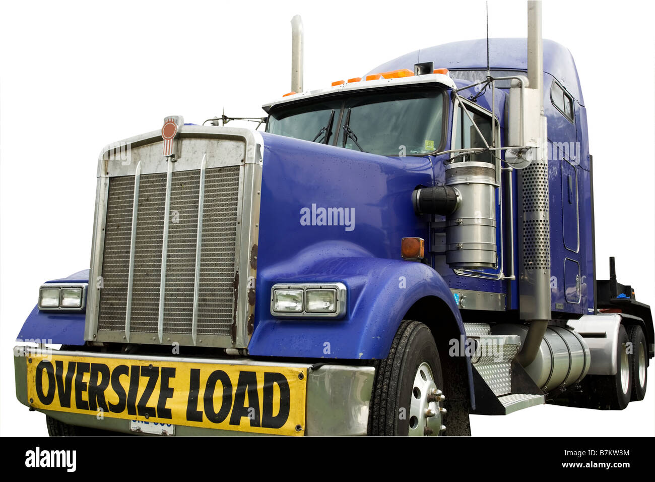 blue truck for oversize load in boatyard isolated on white Stock Photo ...