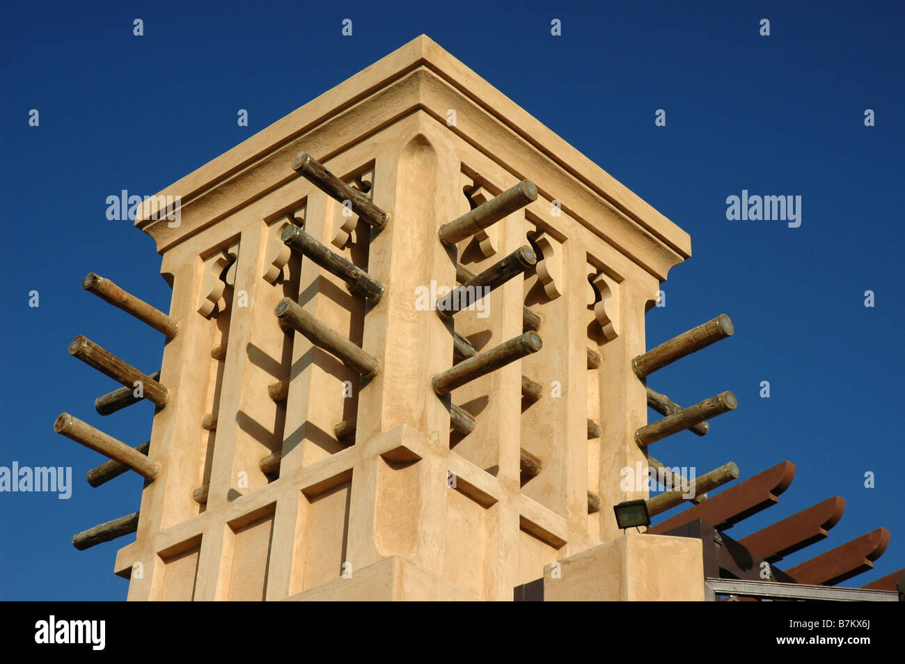 Traditional Arabian wind tower architecture at the Madinat Jumeirah ...