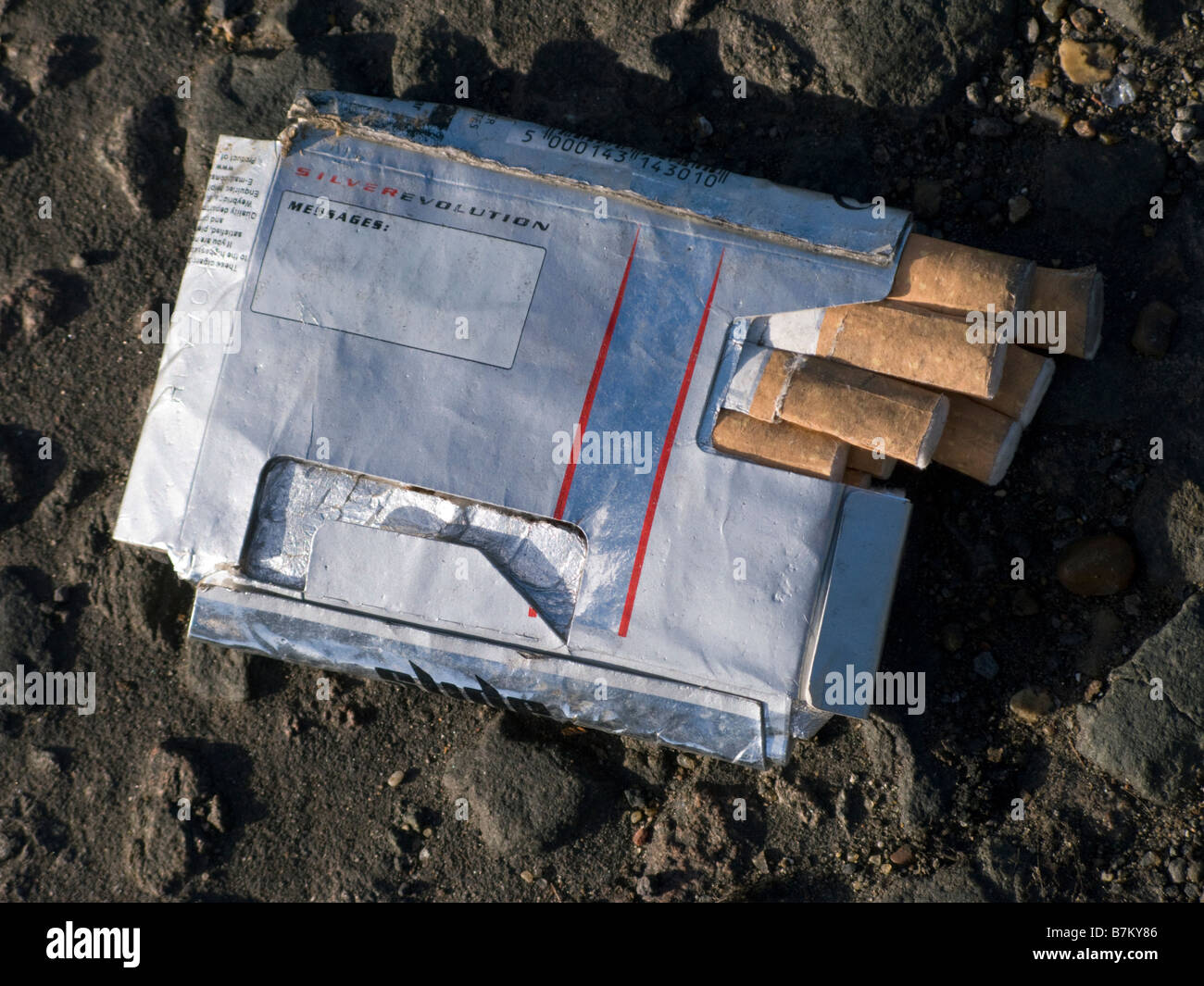Packet of cigarettes which have been discarded and crushed. (45 Stock ...