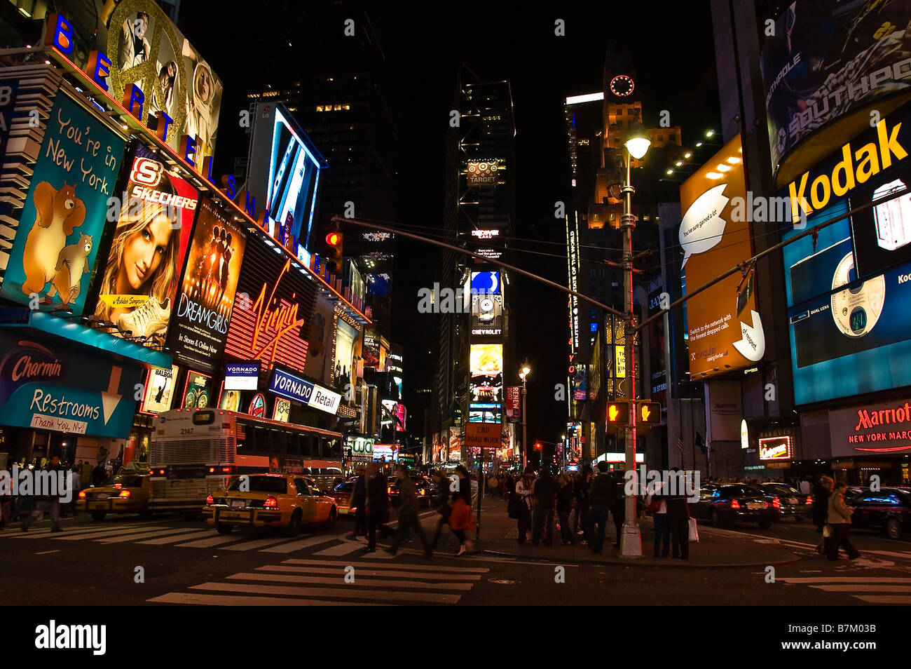 Bright Lights of Times Square in Mahanttan New York City New York USA ...