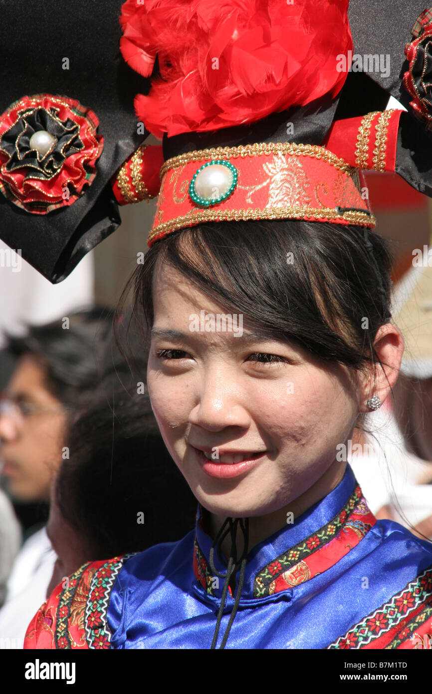 Chinese girl with typical dress Stock Photo - Alamy