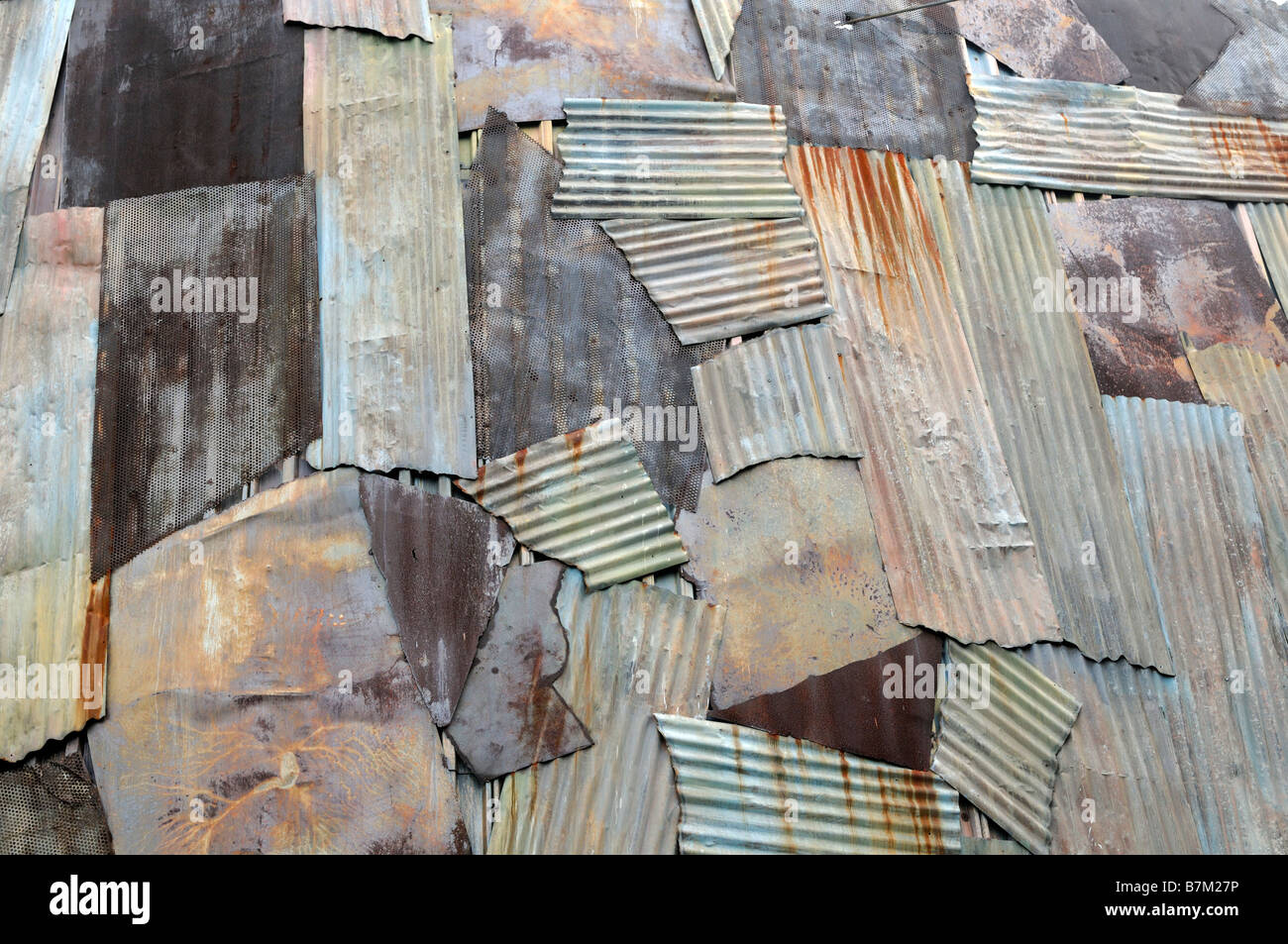 corrugated iron sheets rusty rust rusted bits pieces detail close up ...