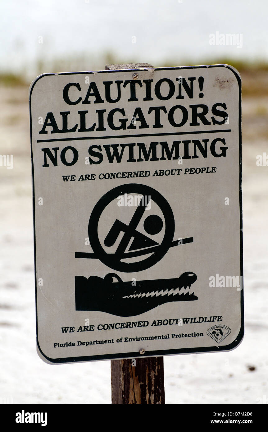 Caution alligators notice Florida Usa Stock Photo - Alamy