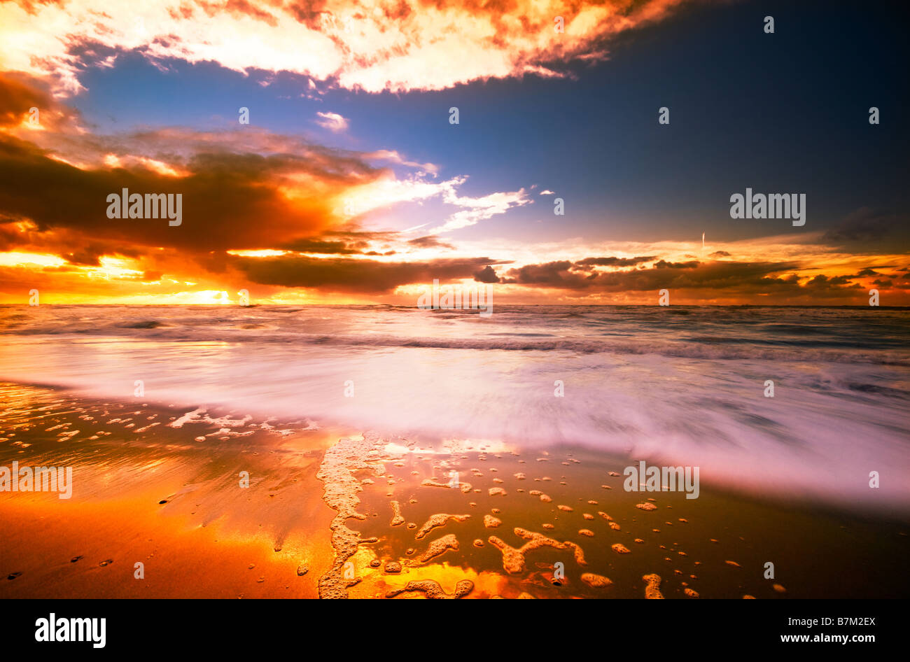 sunset on the beach in holland the netherlands Stock Photo - Alamy