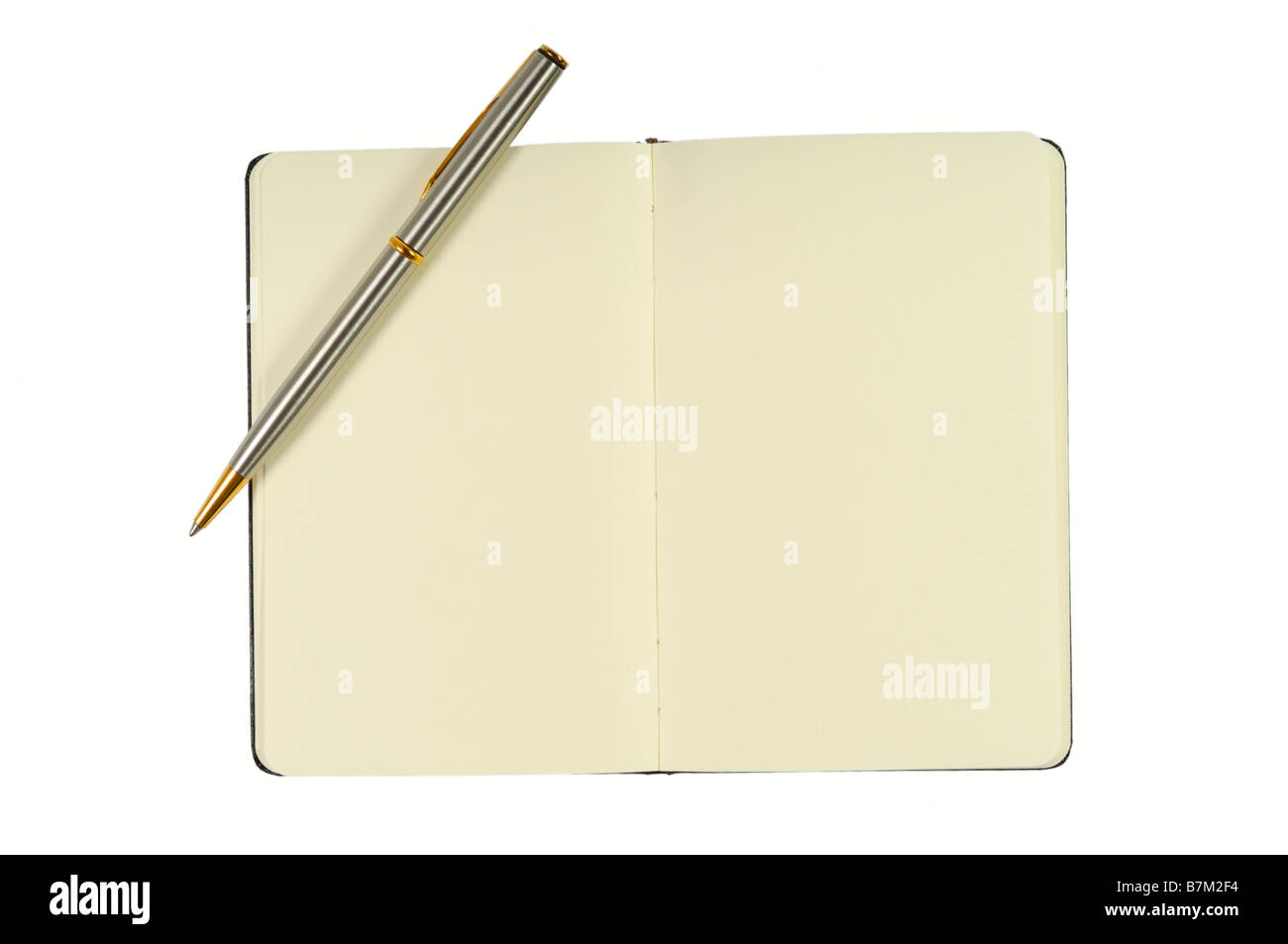 Notepad With Blank Pages and Pen Isolated on White Stock Photo - Alamy