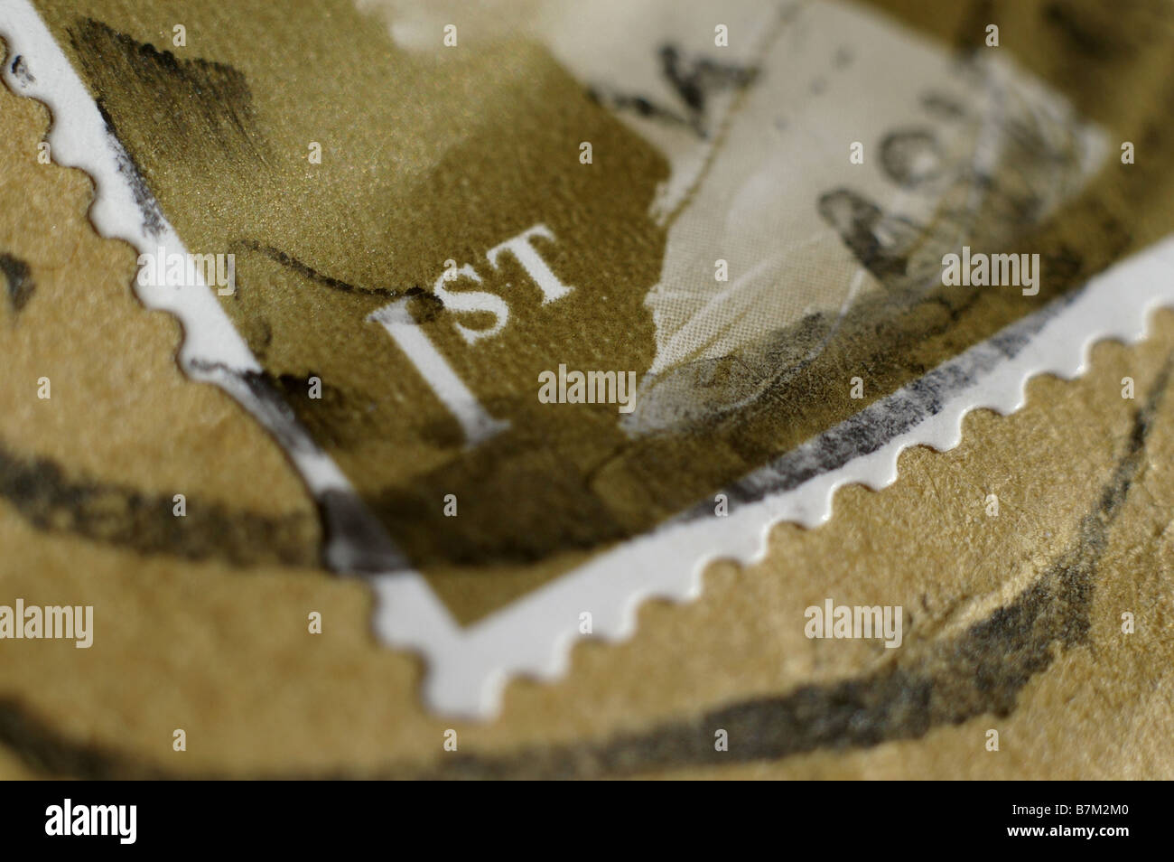 Close up of First Class British stamp Stock Photo - Alamy