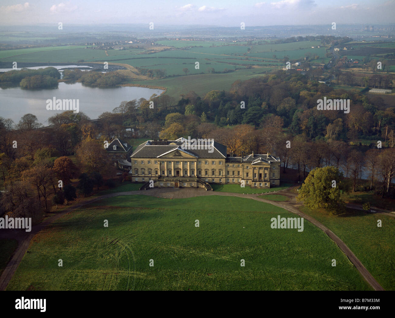 Nostell Priory aerial view from a hot air balloon Stock Photo - Alamy