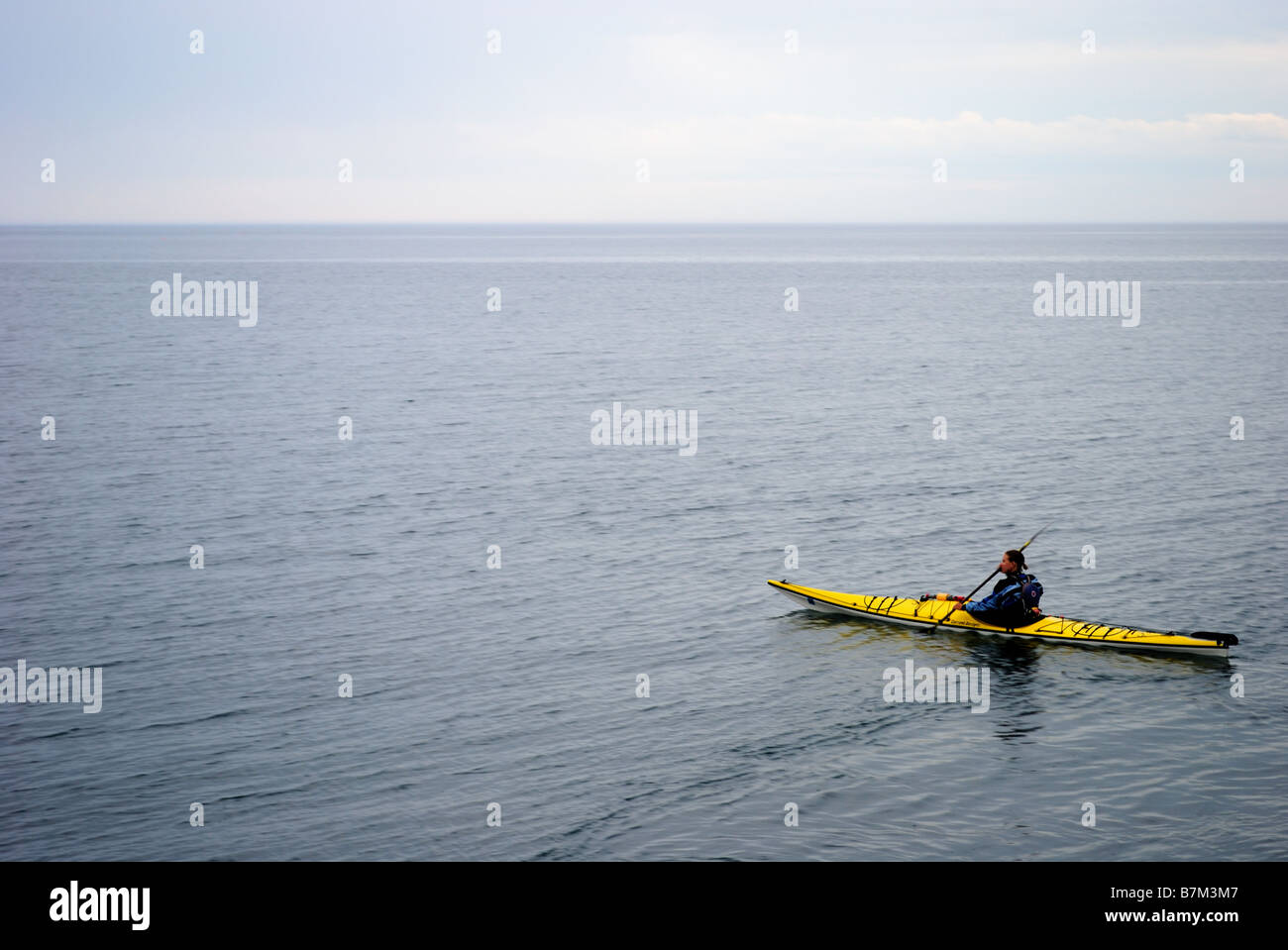 Kayaker on Lake Superior Stock Photo - Alamy