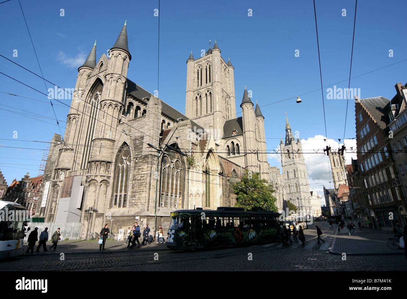 Ghent Gent Gand city centre & cathedral Belgium Stock Photo - Alamy