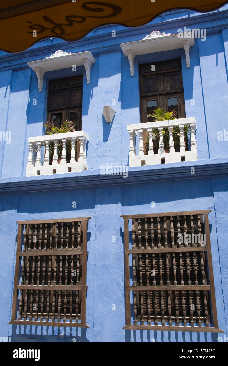 Blue House in Old Walled City District Cartagena City Bolivar State ...
