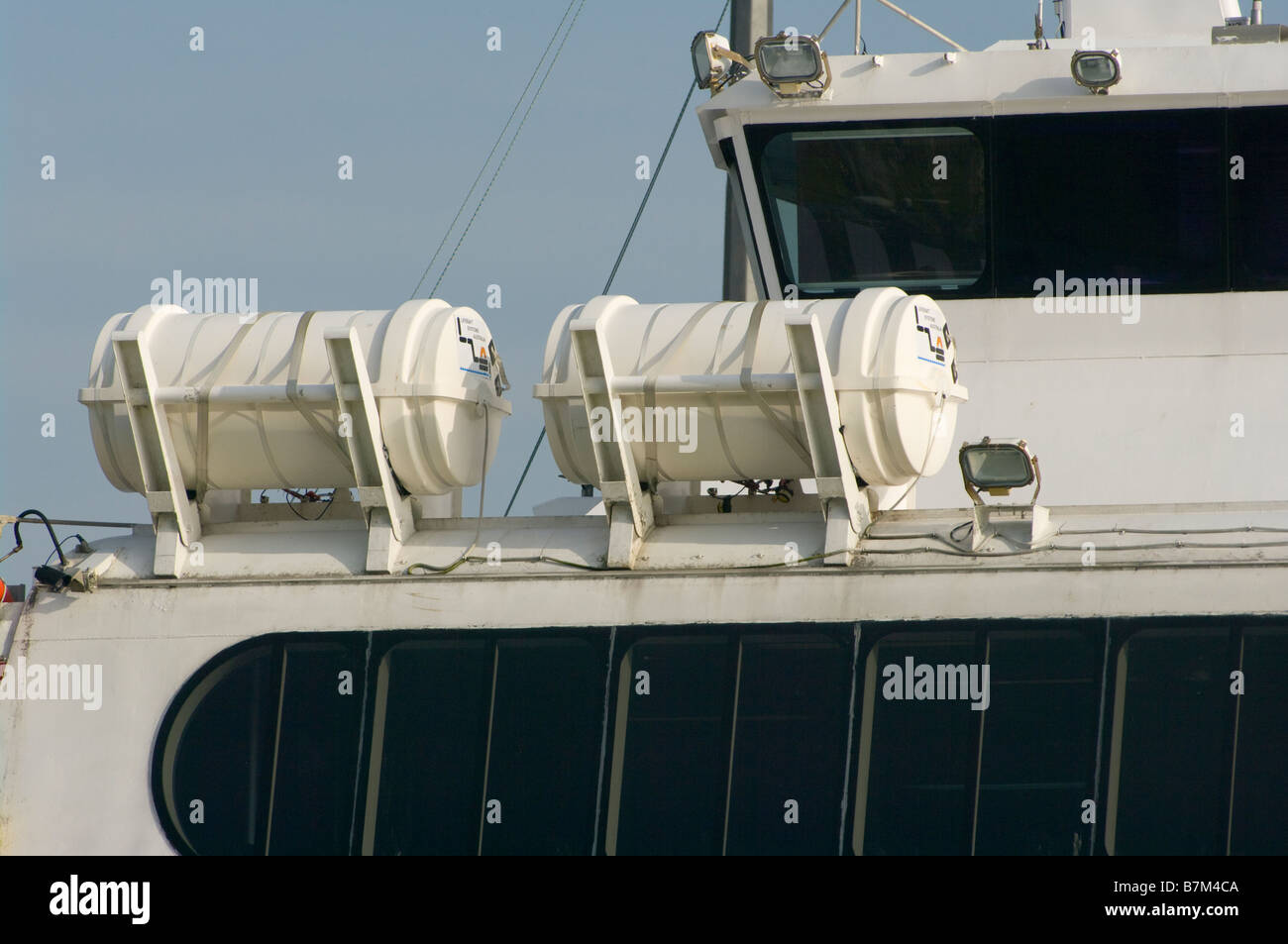 Liferafts Lifeboat pods Life Rafts on a HDferries com ferry ship Stock ...