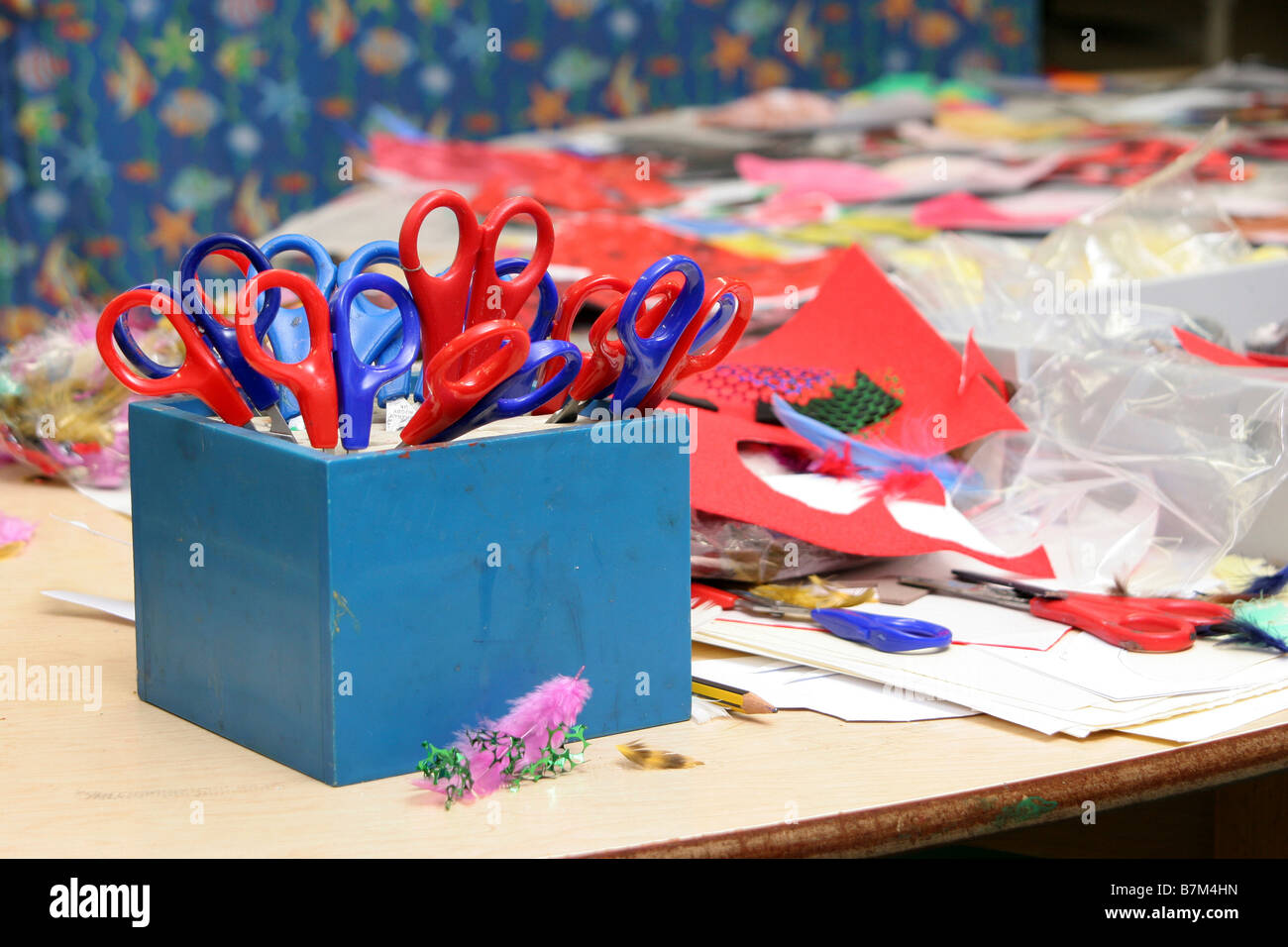 Childrens safety scissors at a school Stock Photo - Alamy