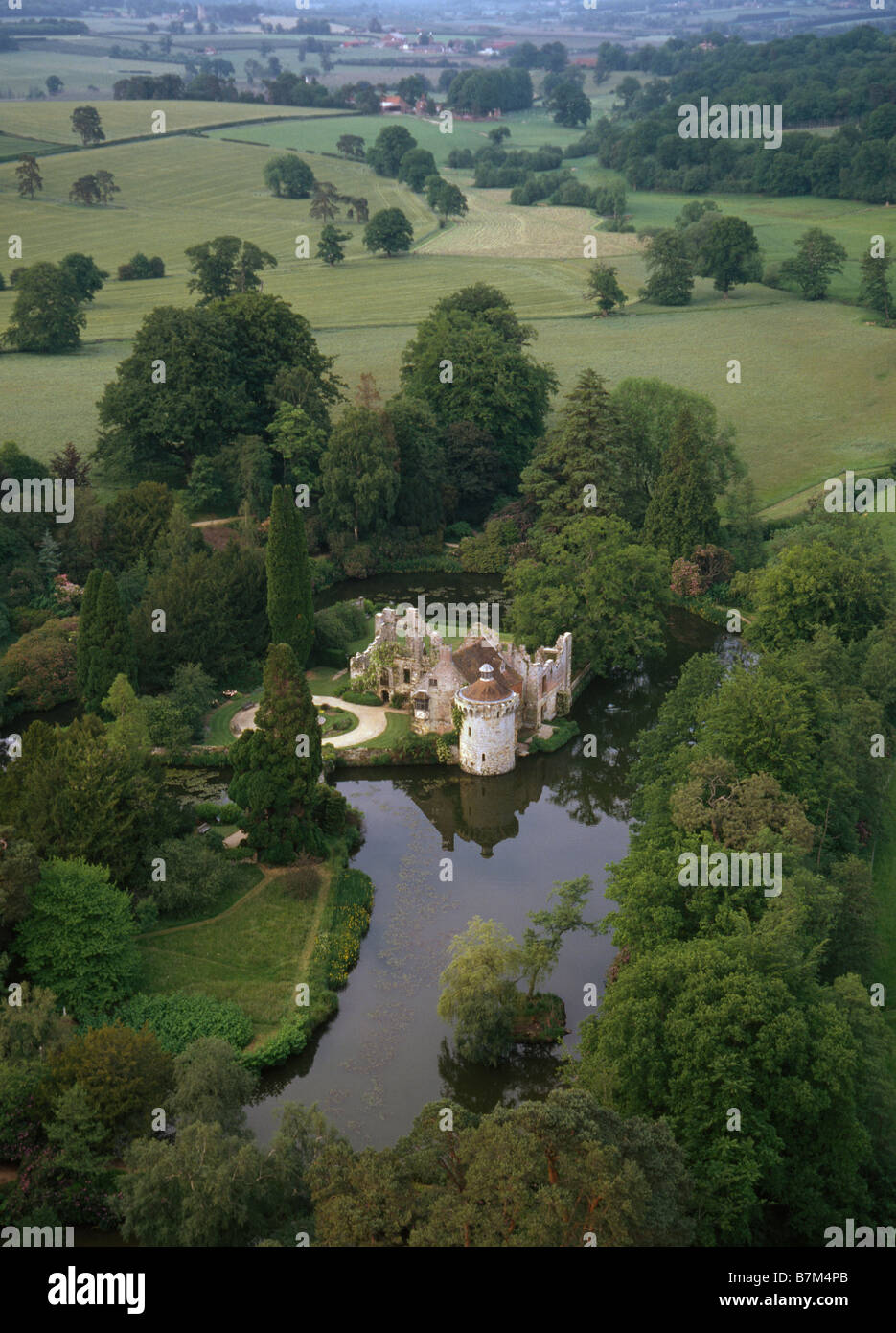 Scotney Castle Kent Aerial view from a hot air balloon Stock Photo - Alamy