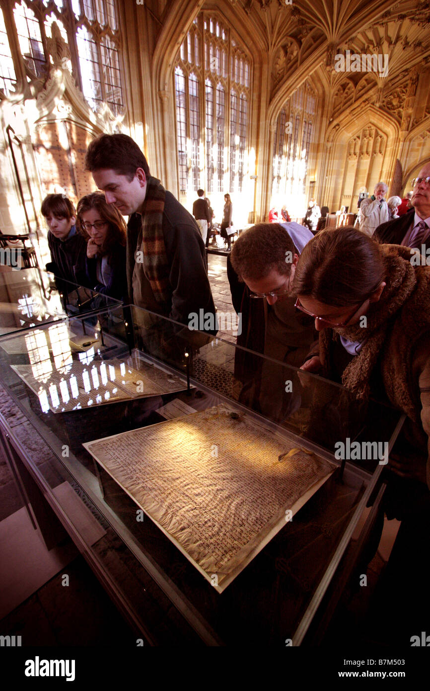 The Magna Carta on display at Bodelian Library in Oxford Stock Photo ...