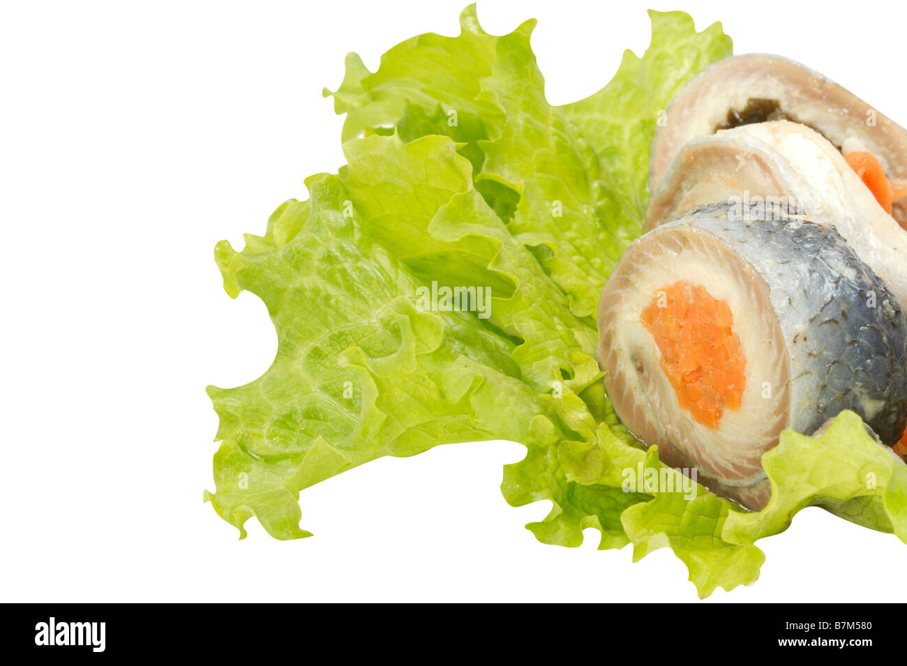 Dish from a fillet of a sea fish on a white background Stock Photo - Alamy