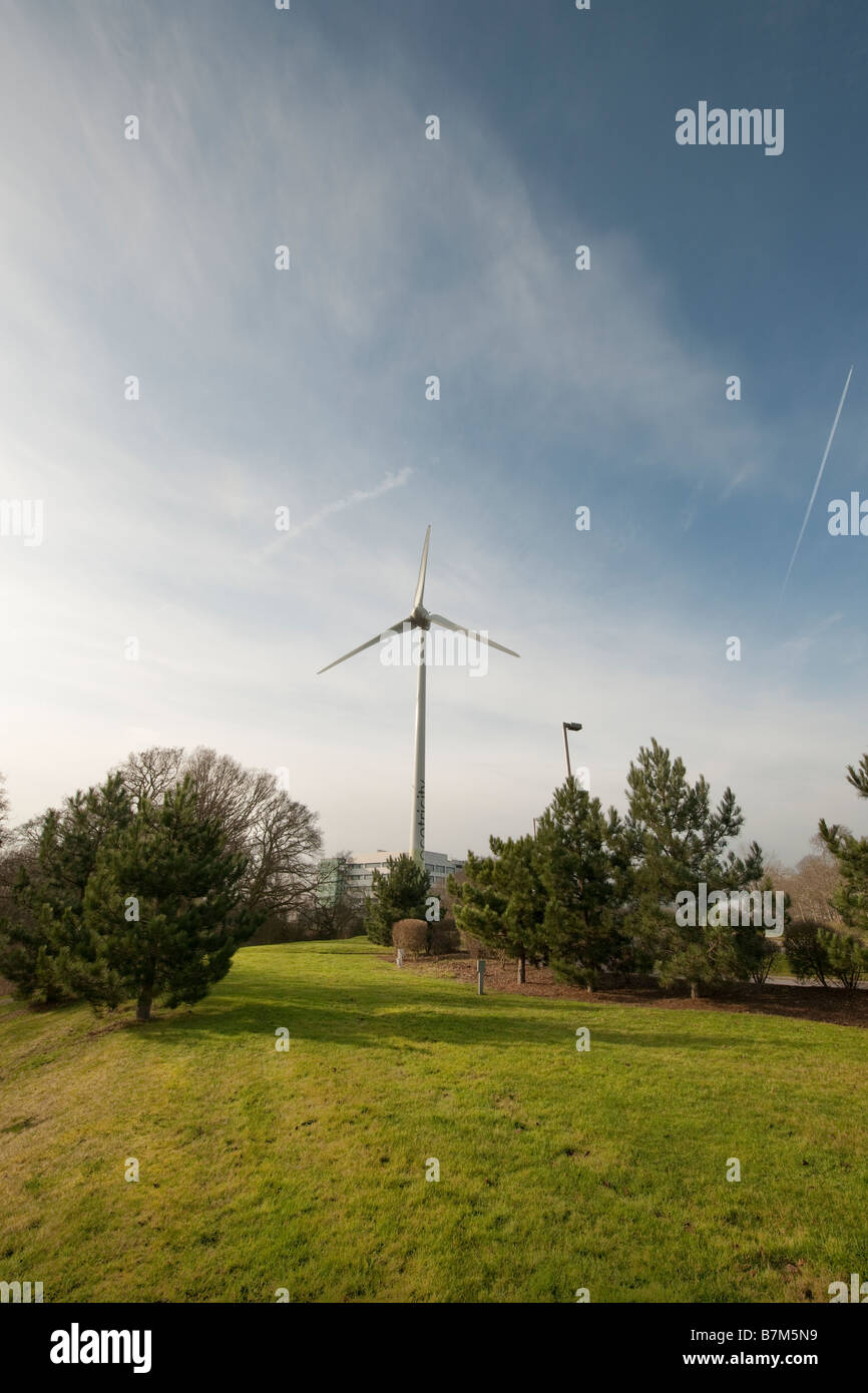Wind turbine on a Winter morning in Berkshire Stock Photo - Alamy