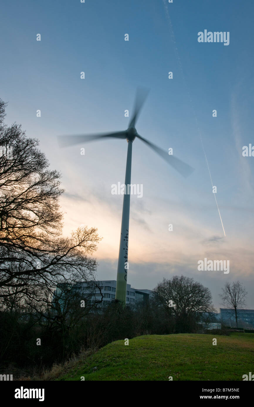 Wind turbine on a Winter morning in Berkshire Stock Photo - Alamy