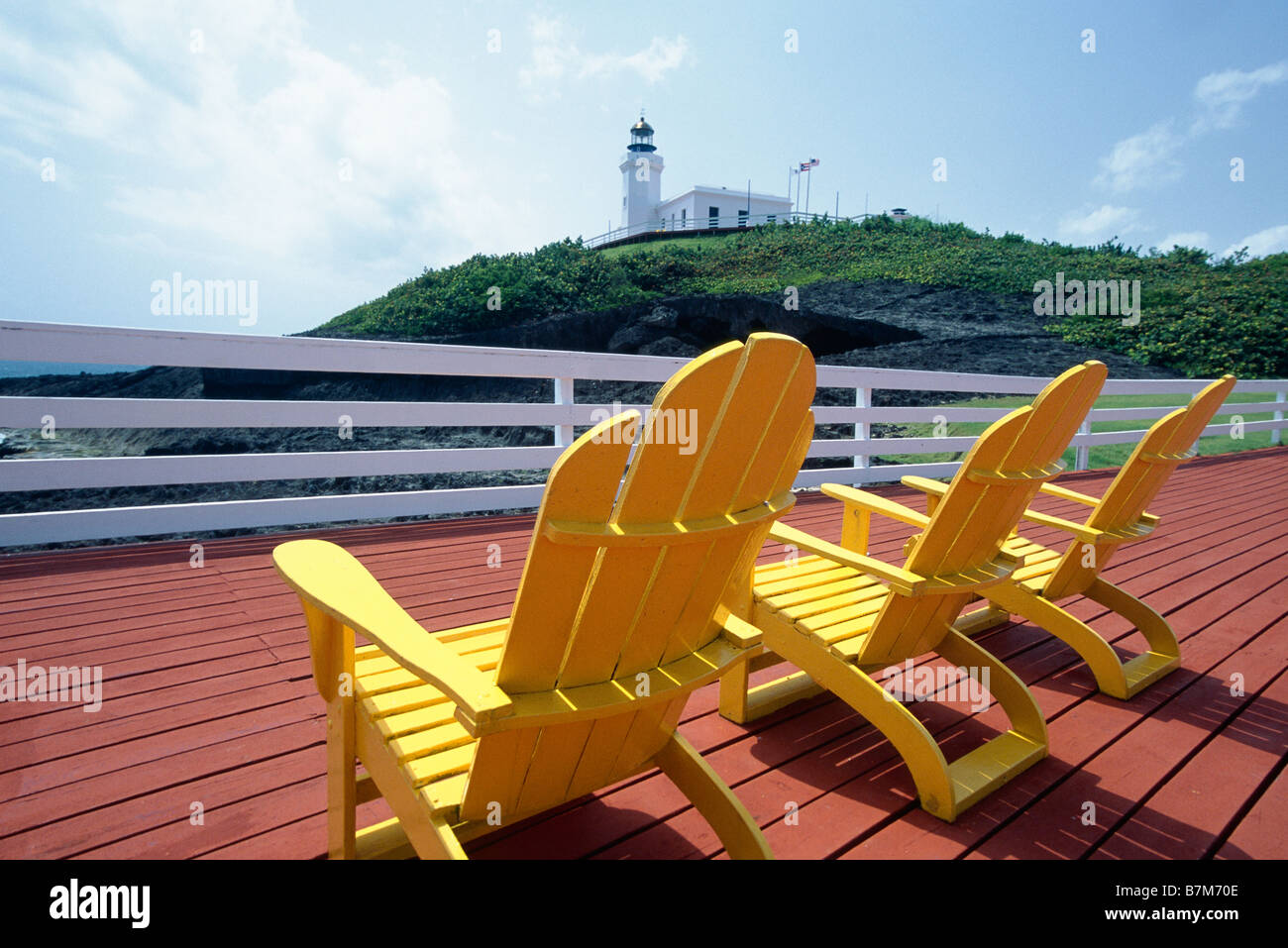 Chairs and Lighthouse Punta Morillos Arecibo Puerto Rico Stock Photo ...
