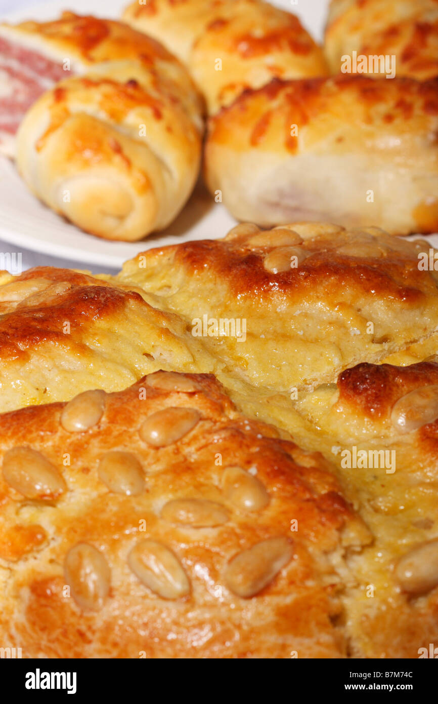 Happy Easter traditional cake pastry in a plate on table sourdough ...