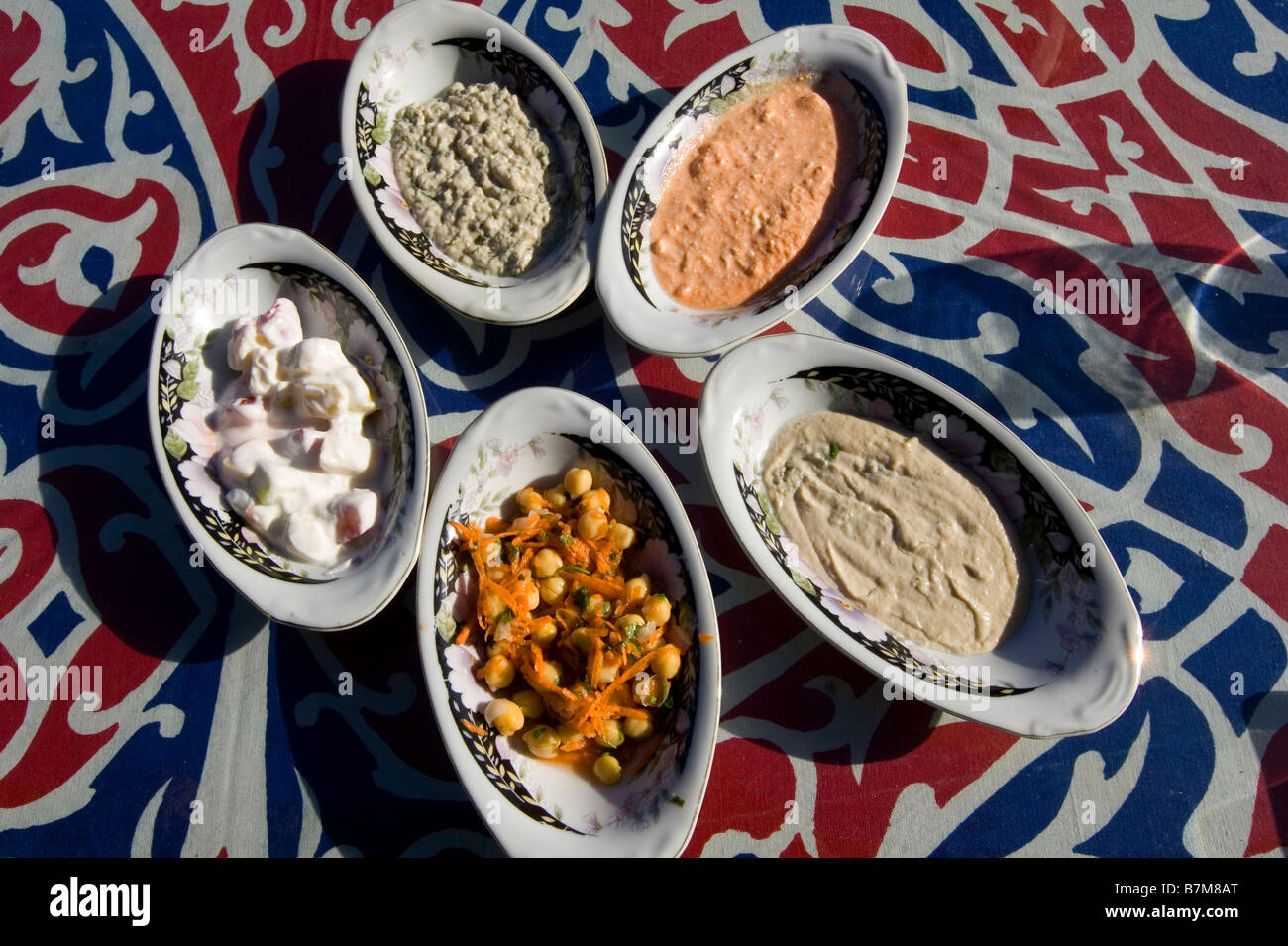 High angle view of traditional egyptian dishes, Dahab, Egypt Stock ...