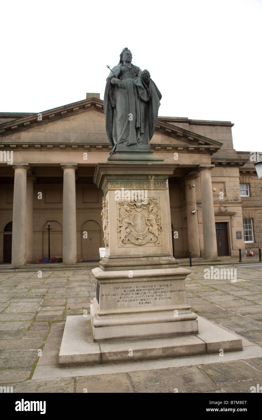 Chester Crown Court Building and the statue of Queen Victoria in ...