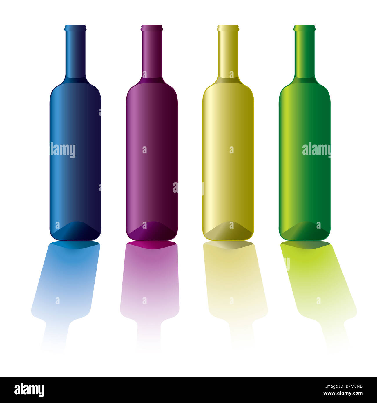 Colourful collection of wine bottles with drop shadow Stock Photo - Alamy
