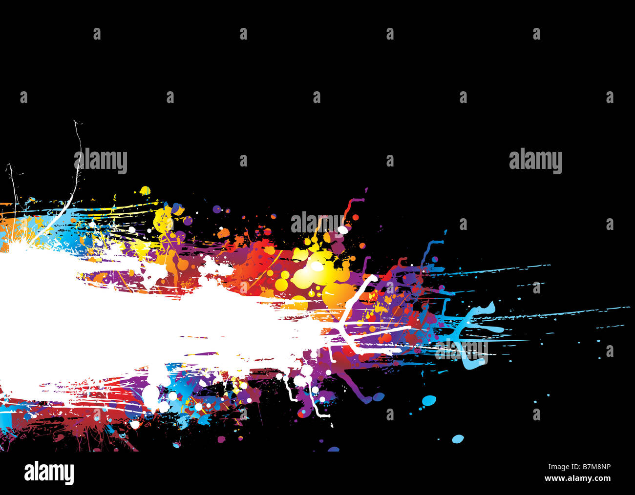 Black background with a colorful rainbow ink splat effect Stock Photo ...
