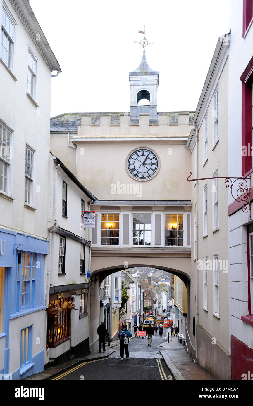 General View of East Gate Arch in High Street, Totnes South Devon Stock ...