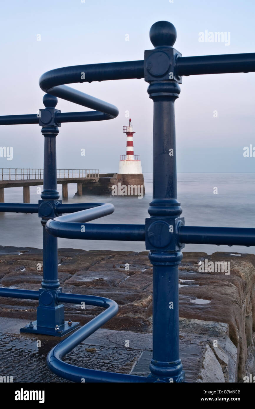 The harbour light at the entrance to the port of Amble on the ...