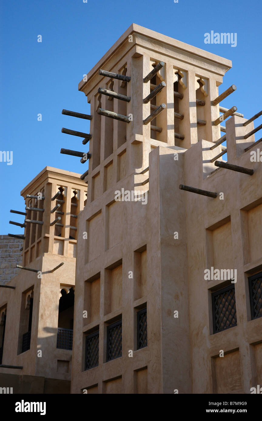 Traditional Arabian wind tower architecture at the Madinat Jumeirah ...