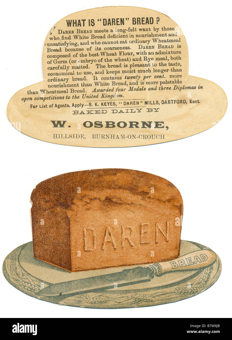 Victorian diecut advertisement for Daren bread Stock Photo - Alamy