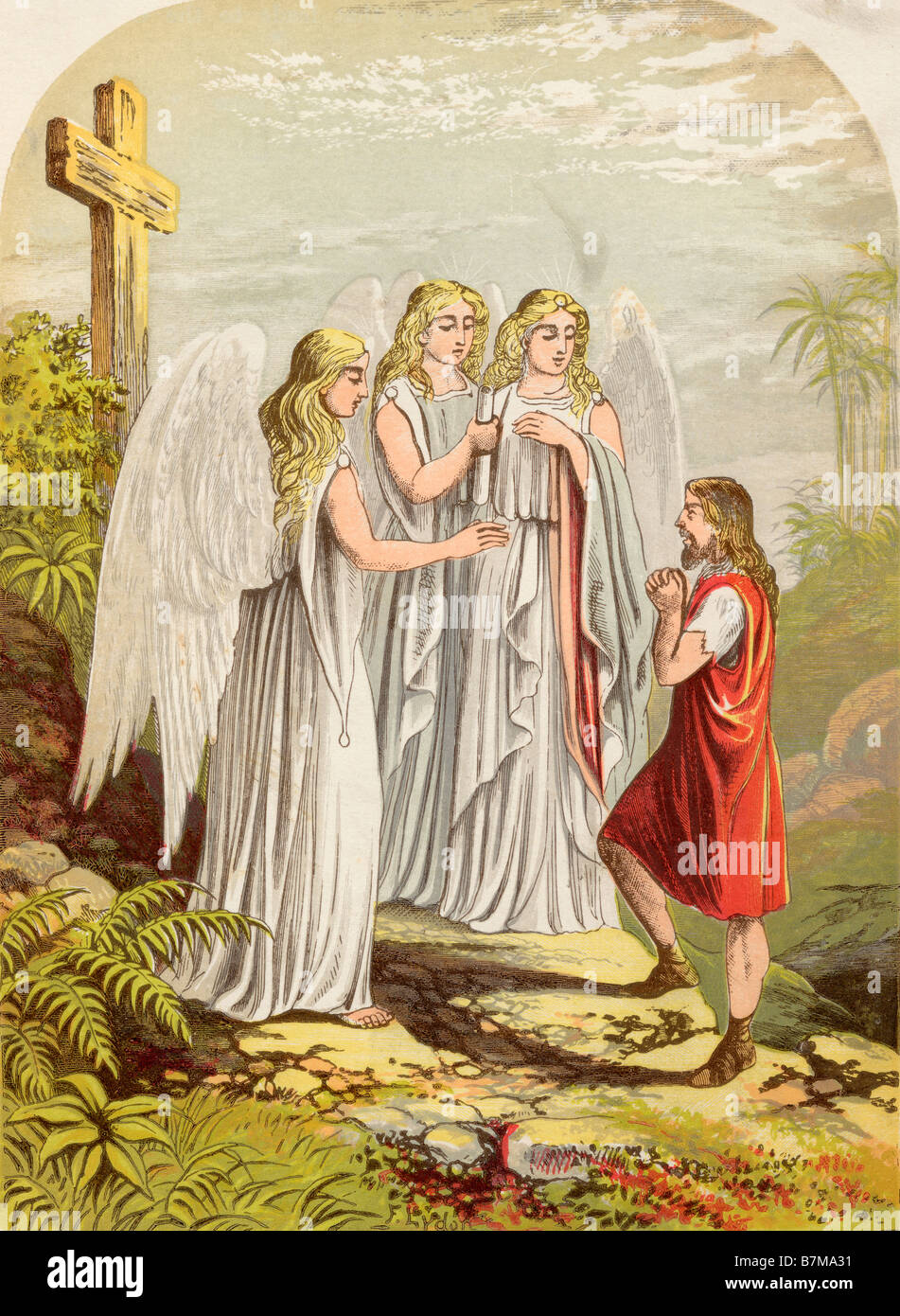 Christian Losing his Burden. Illustration by A F Lydon. From the book ...
