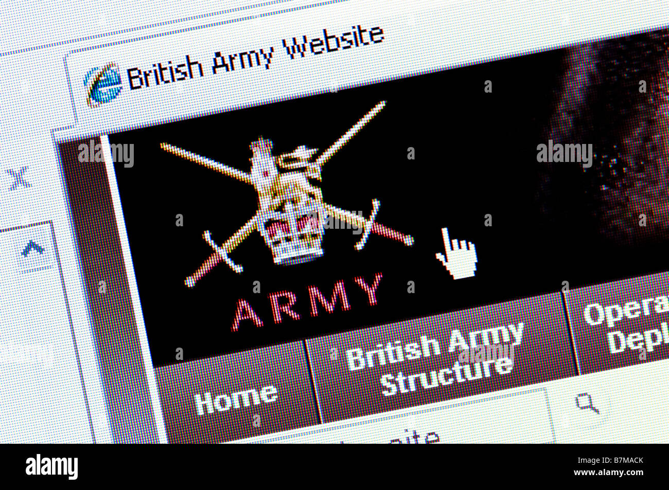 Macro screenshot of British Army website (Editorial use only Stock ...