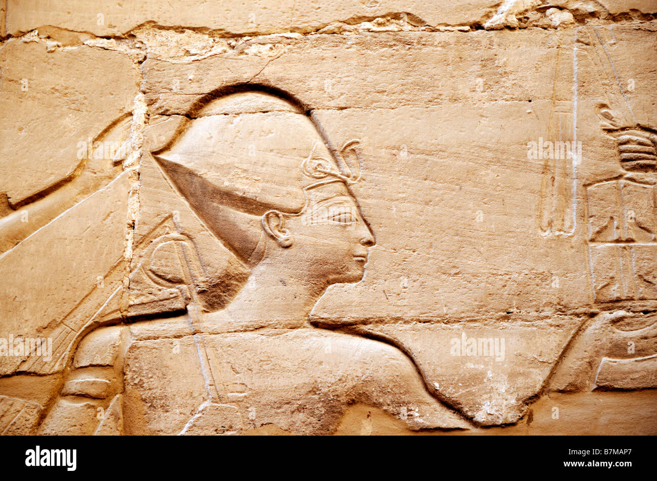 Carving of Pharaoh in the Temple of Karnak near Luxor in Egypt Stock ...