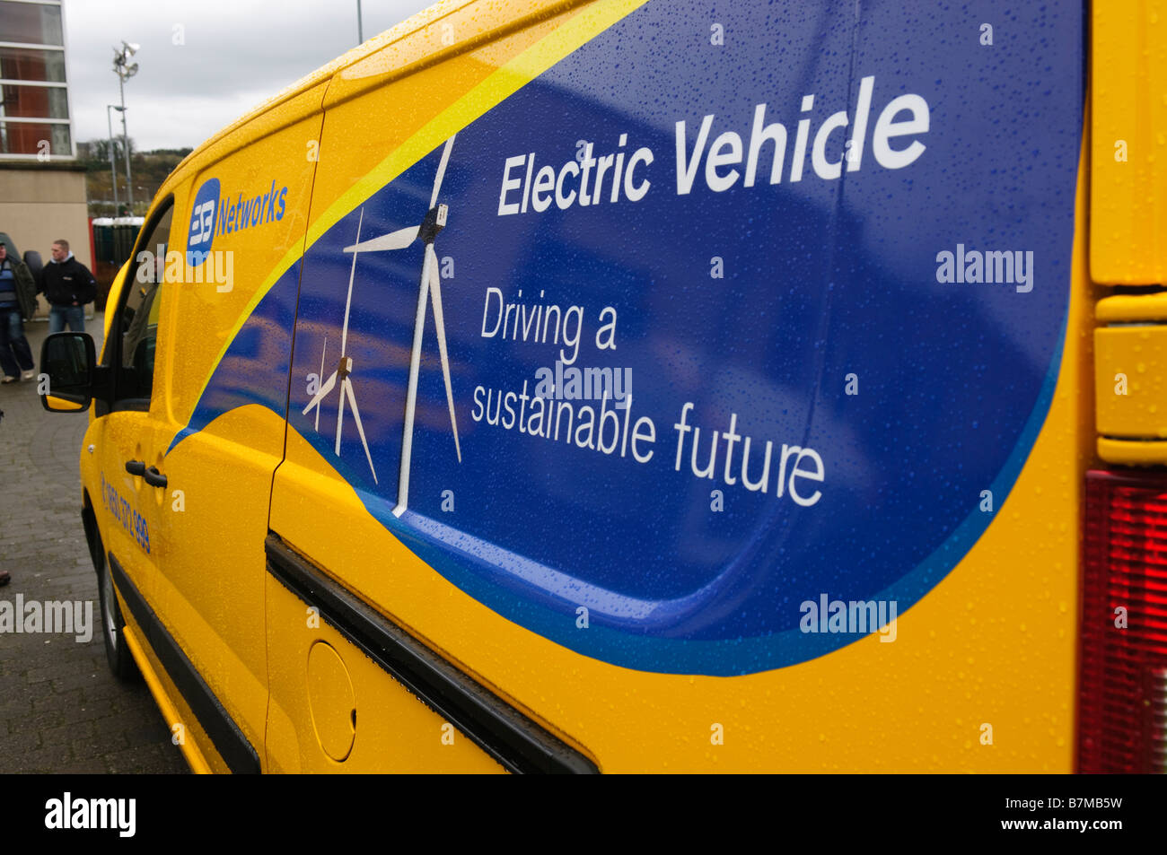 Side of an electric van vehicle belonging to ESB, the Irish electricity ...