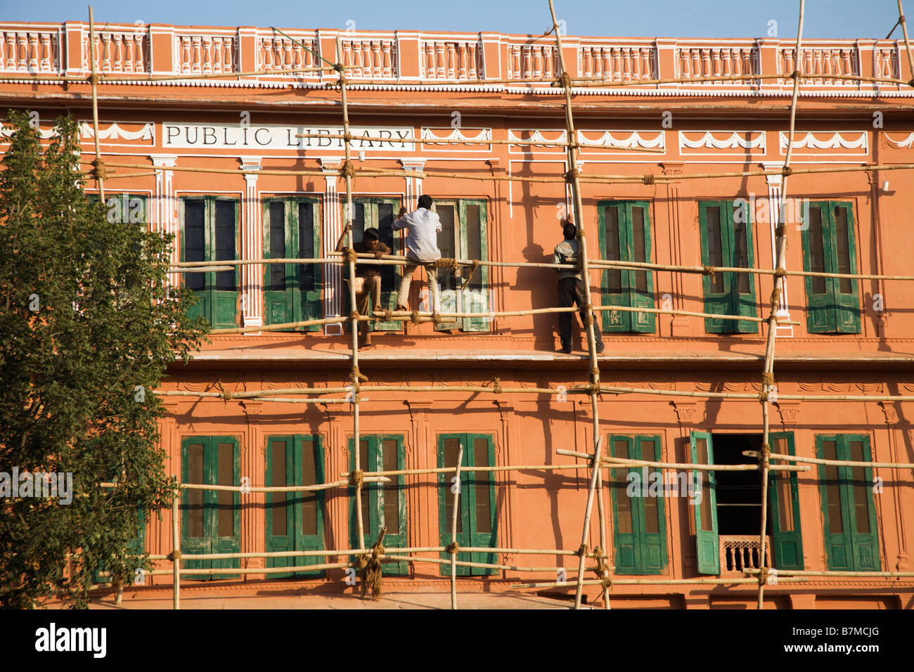Scaffolding on the Public Library in Jaipur Rajasthan India Stock Photo ...