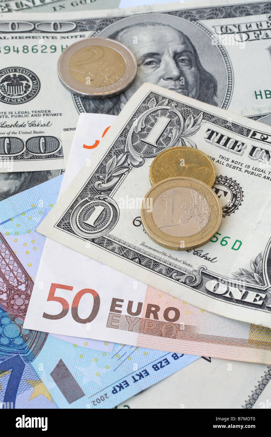 Dollars and euros Stock Photo - Alamy