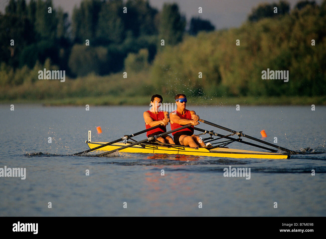 Men s pairs rowing team in action Stock Photo - Alamy