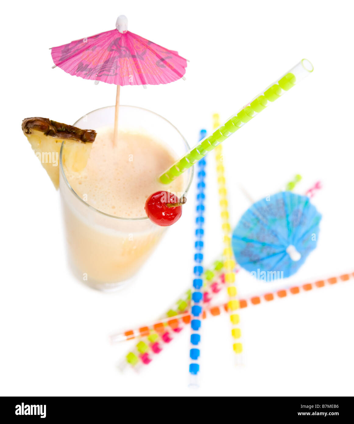 Party time. Pina Colada Cocktail isolated on white Stock Photo - Alamy