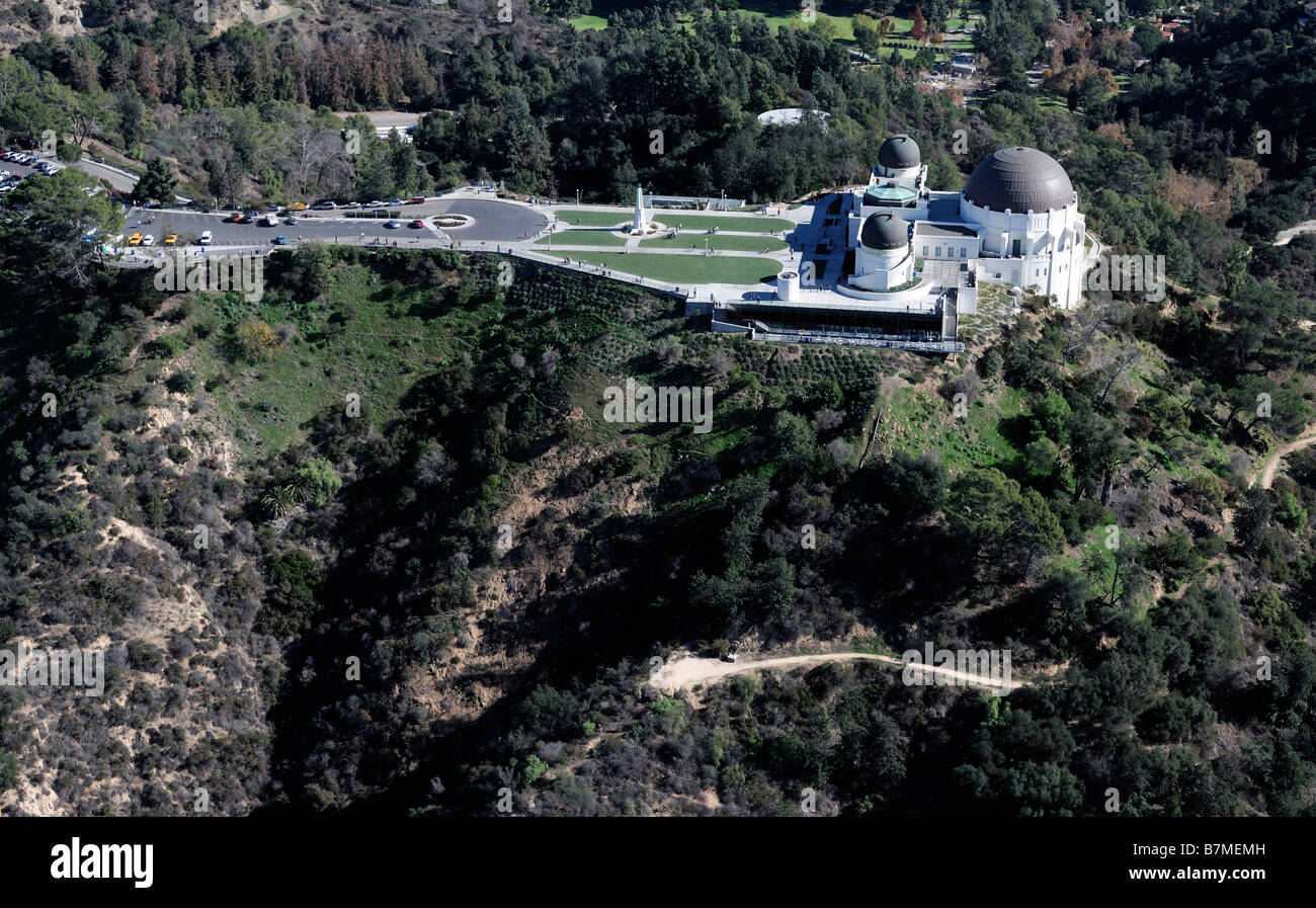 Aerial overhead view image Griffith Park Observatory Hollywood Los ...